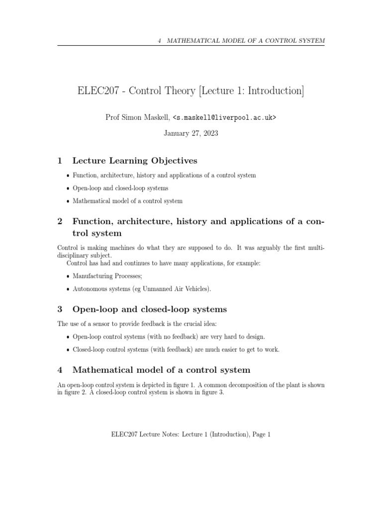 Control Lec 1 | PDF | Technology & Engineering