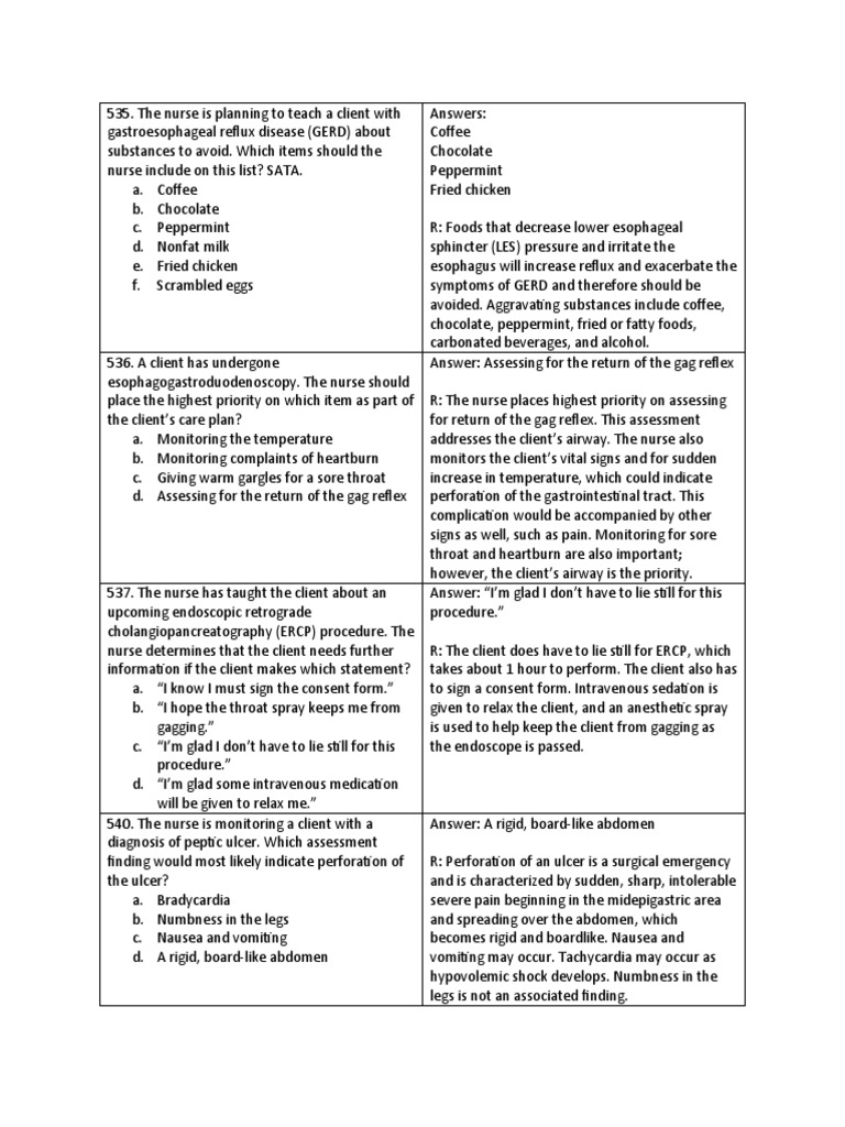 Practice Questions - Gastrointestinal Problems (Saunders) | PDF
