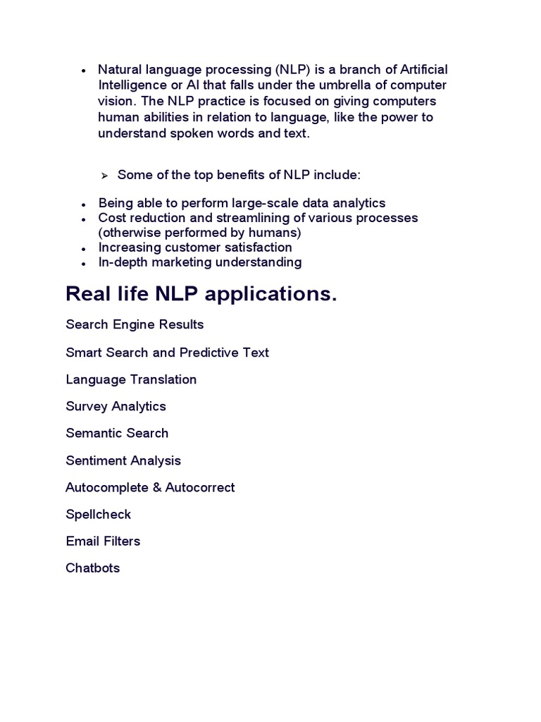 Benefits and Applications of NLP | PDF