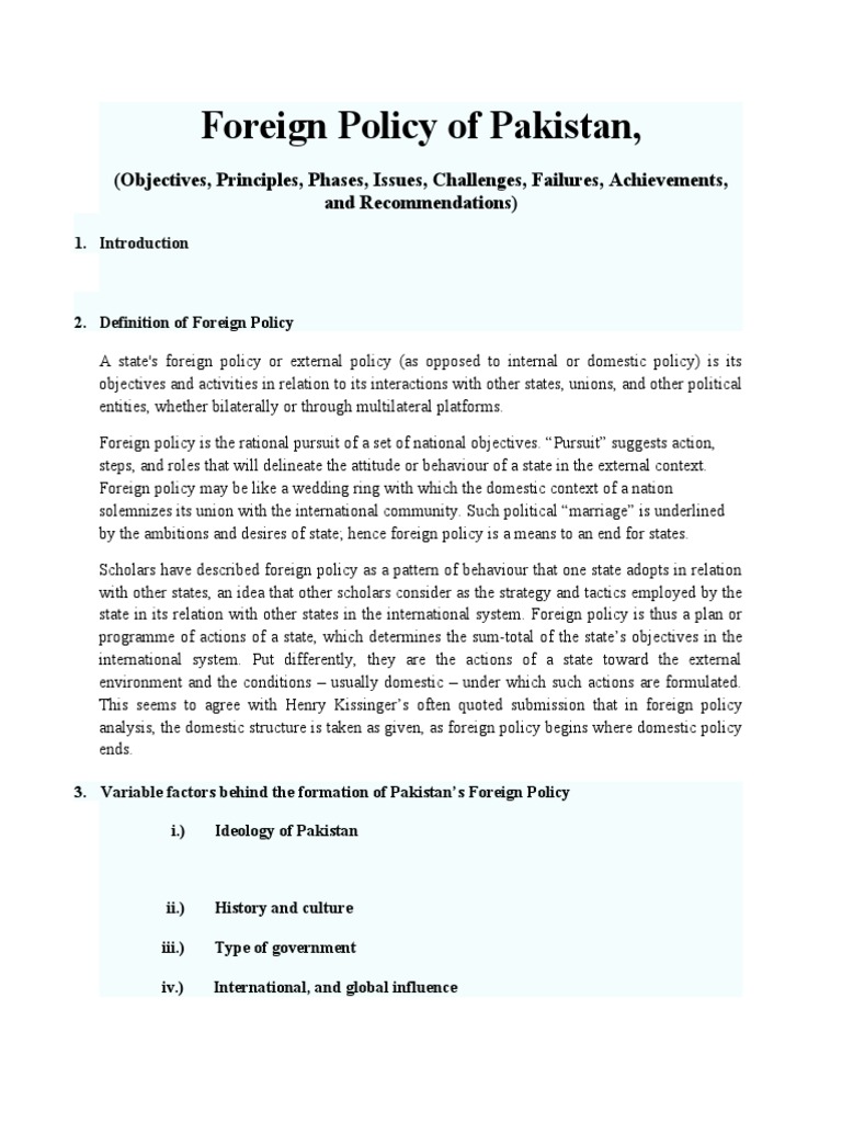 Foreign Policy | PDF | Pakistan | Policy