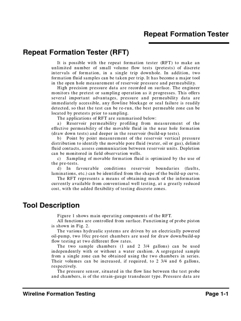 RFT Manual | PDF | Petroleum Reservoir | Pressure