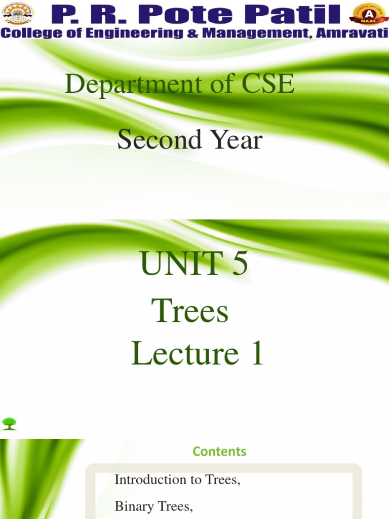 Data Structures - Unit 5 Tree PDF | PDF | Algorithms And Data Structures | Mathematical Logic