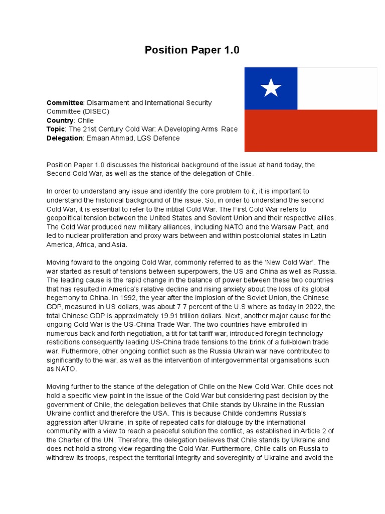 JT MUN DISEC 2nd Cold War Position Paper.pdf | PDF