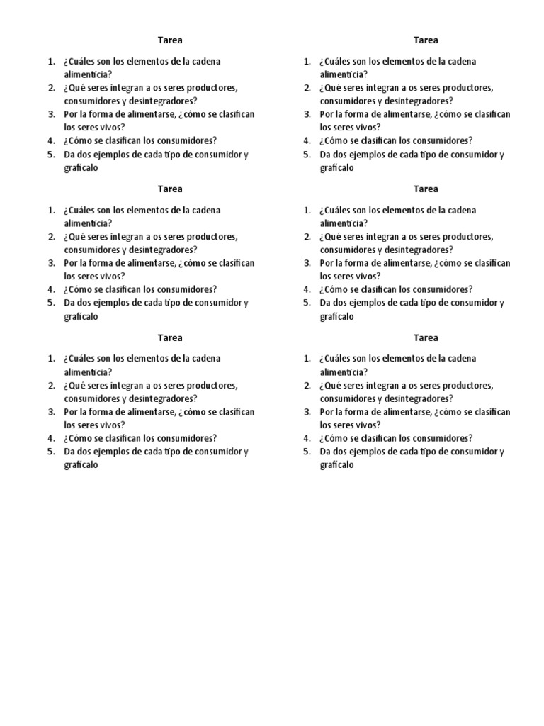 Preguntas sobre la cadena alimenticia | PDF