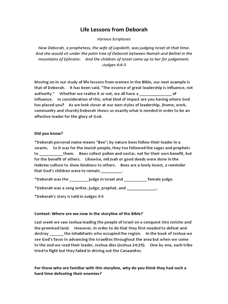 Life Lessons From Deborah PDF | PDF | Books Of The Hebrew Bible | Nevi'im