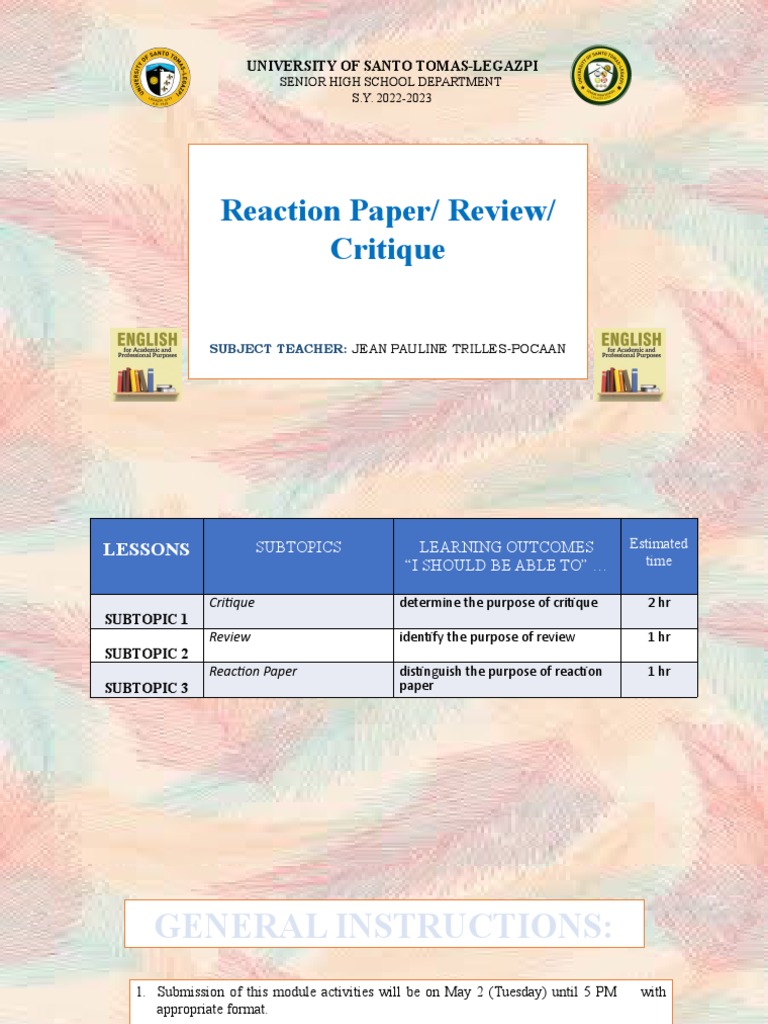 EAPP - MODULE 6 (Critique, Review, RP) | PDF EAPP - MODULE 6 (Critique, Review, RP) | PDF
