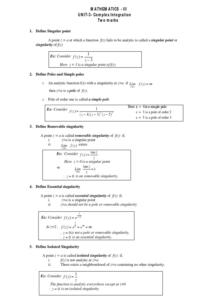 Complex Integration 2 Marks PDF | PDF