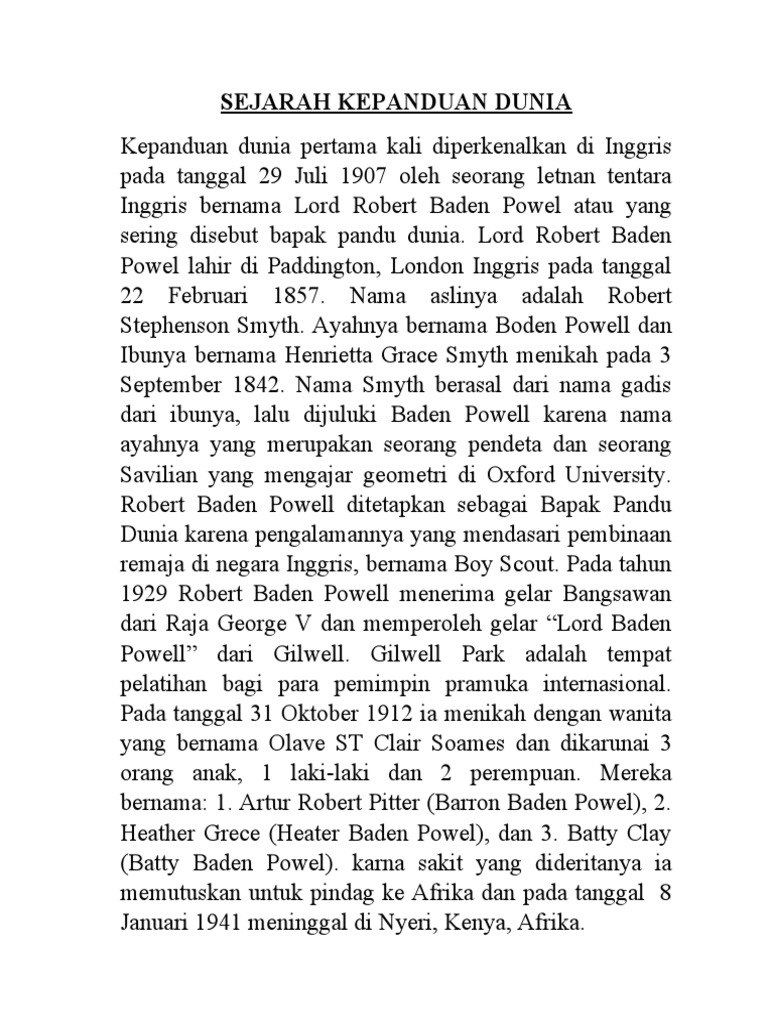 Sejarah Kepanduan Dunia | PDF