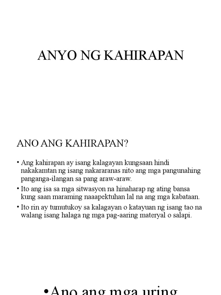 Anyo NG Kahirapan | PDF