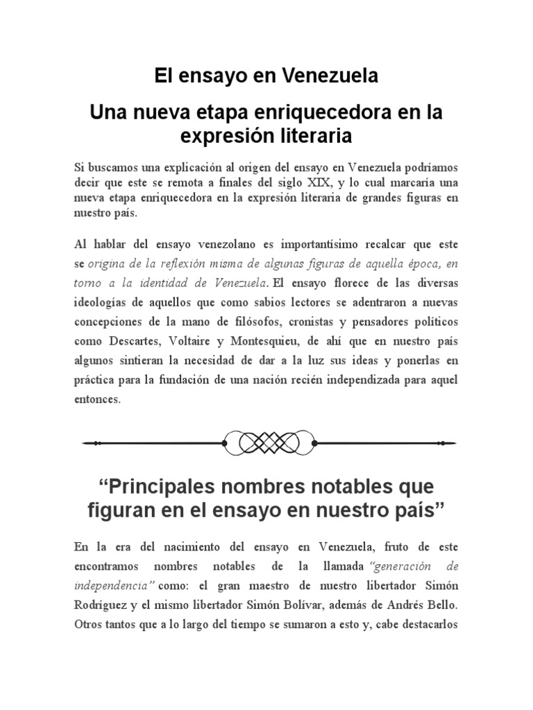 El ensayo en Venezuela.docx | PDF