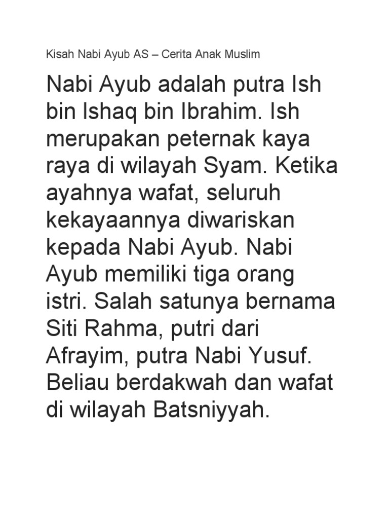 Kisah Nabi Ayub As Pdf