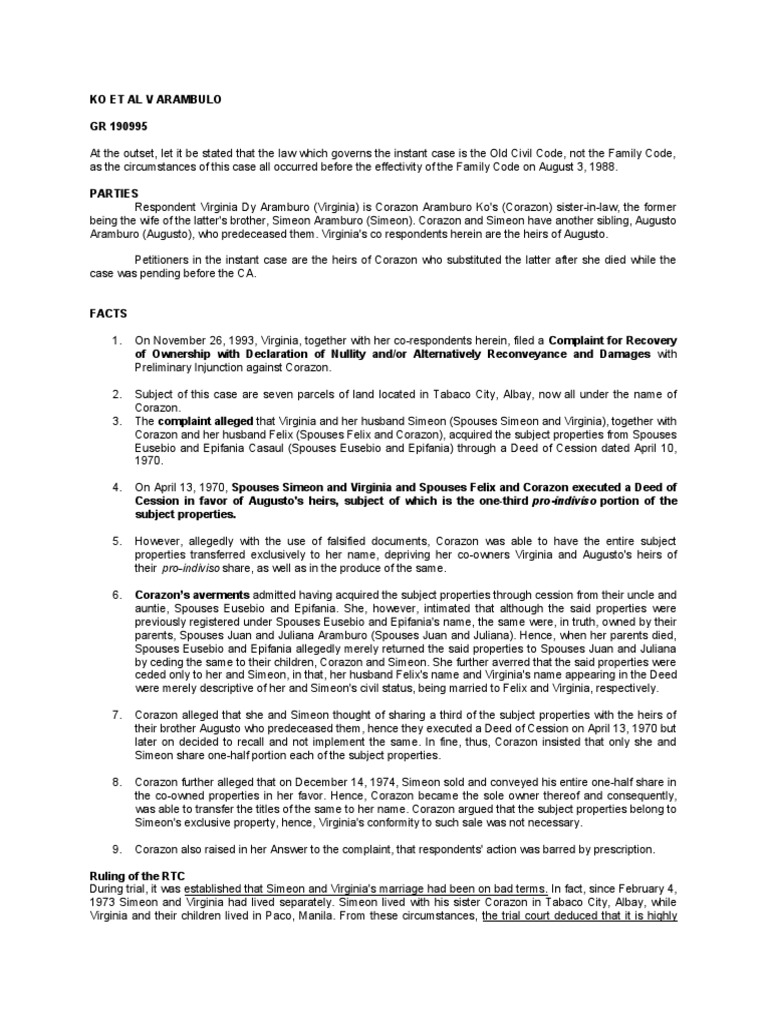 Ko Et Al V Arambulo | PDF | Annulment | Marriage