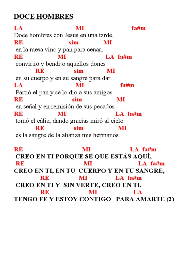 Doce Hombres: Letra y Acordes | PDF