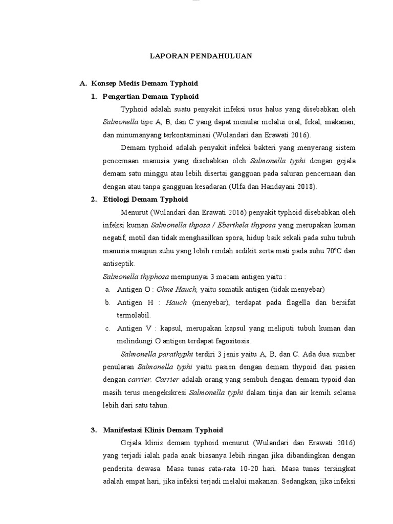 Laporan Medis Demam Typhoid | PDF | Kesehatan Holistik