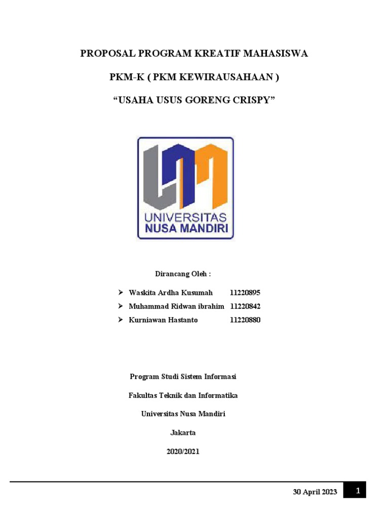 Tugas Proposal PKM - K | PDF