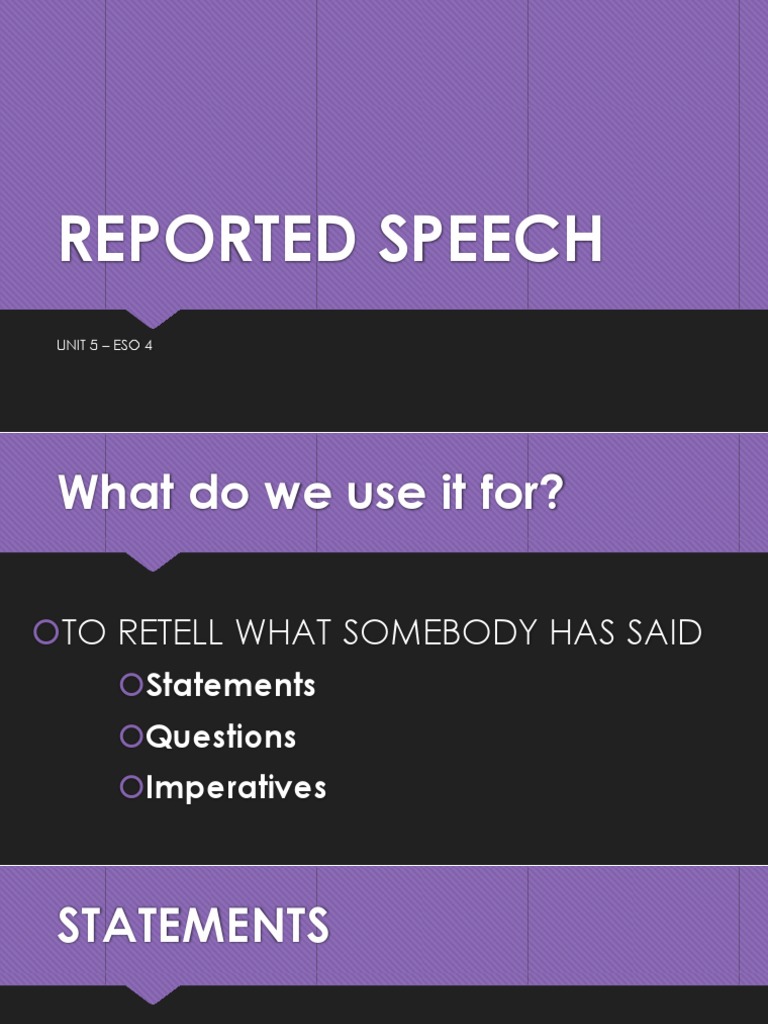 Reported Speech Eso 4 PDF | PDF