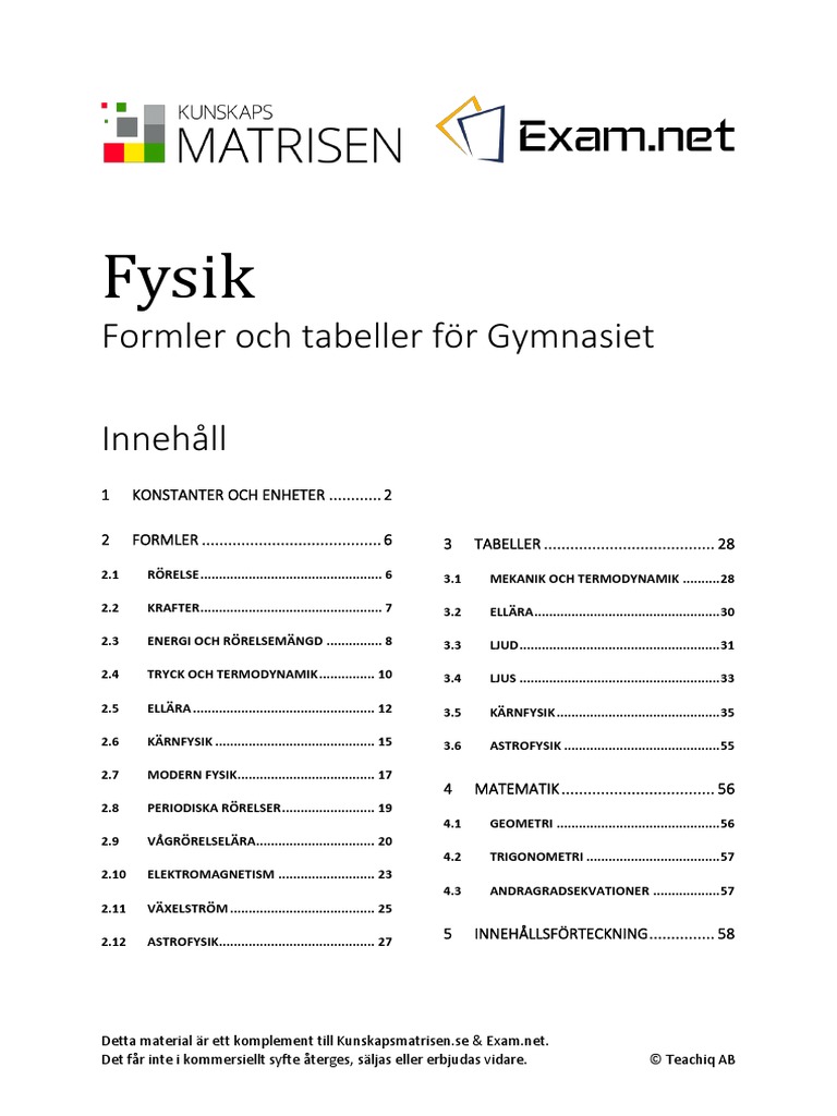 Formelsamling 1 PDF | PDF