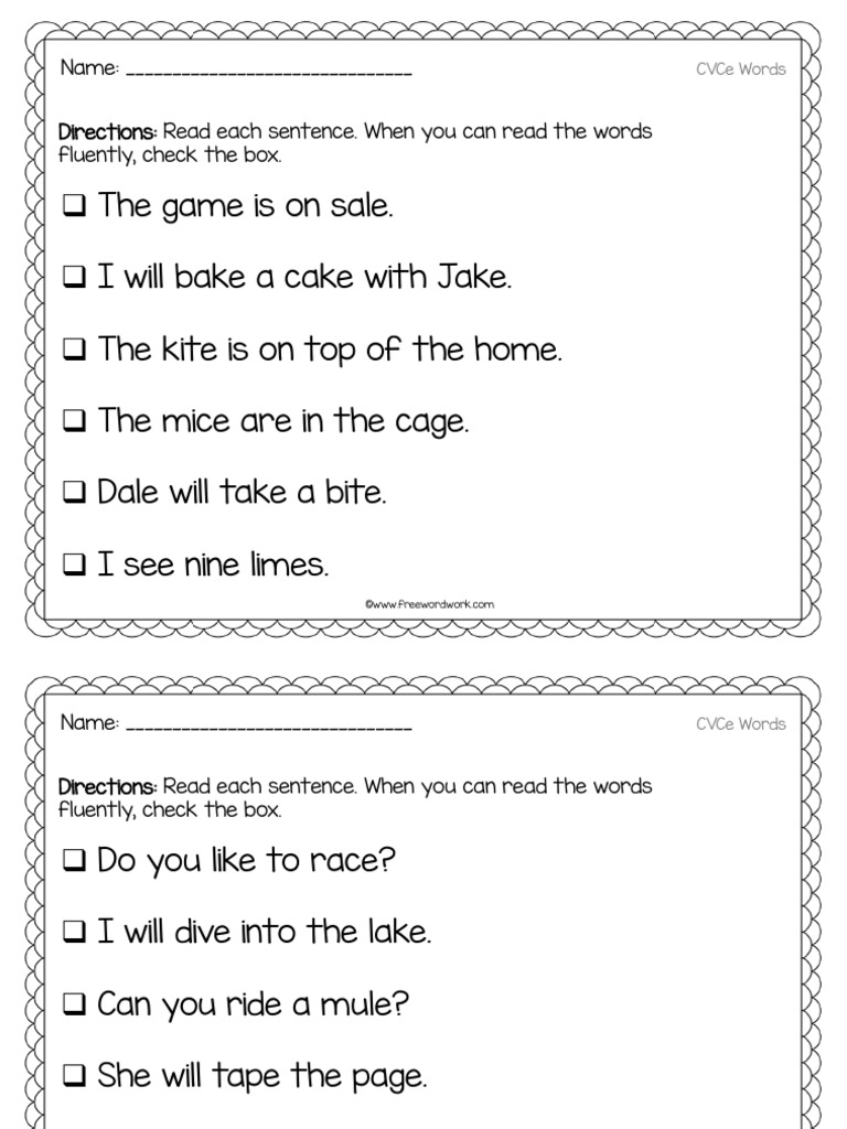 CVCe fluency sentences.pdf | PDF