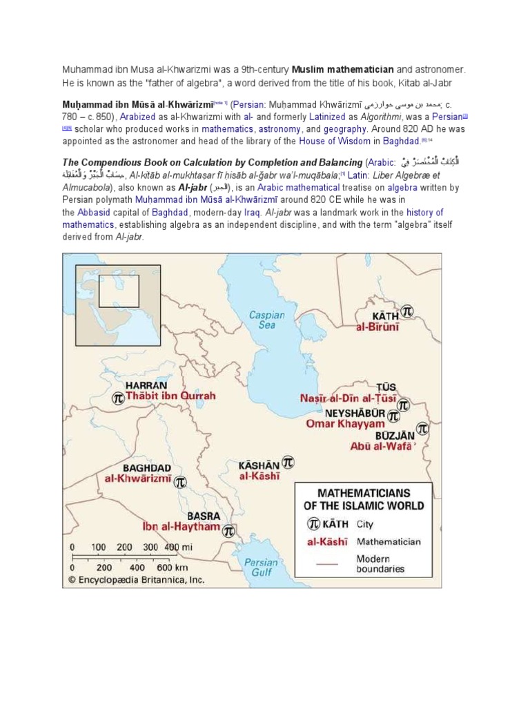 Al-Khwarizmi: Father of Algebra | PDF