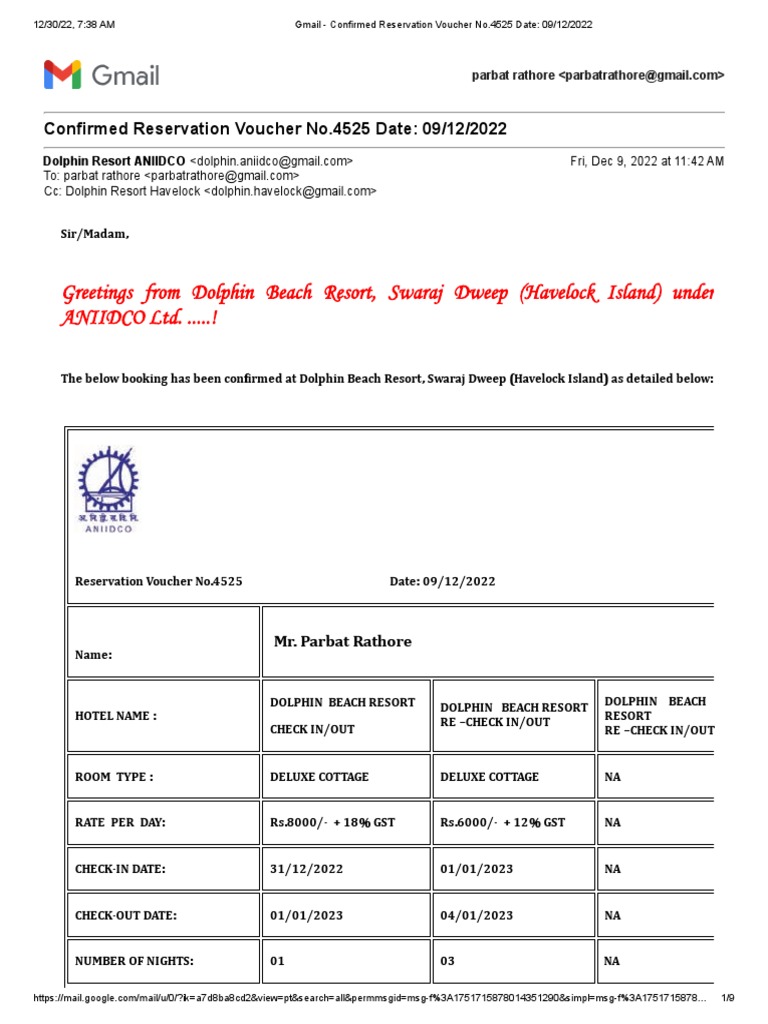 Gmail - Confirmed Reservation Voucher No.4525 Date - 09 - 12 - 2022 PDF ...