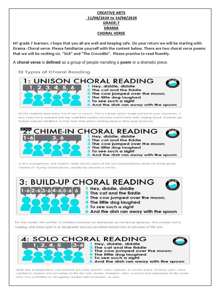 Creative Arts-Choral Verse GR 7 PDF | PDF | Art