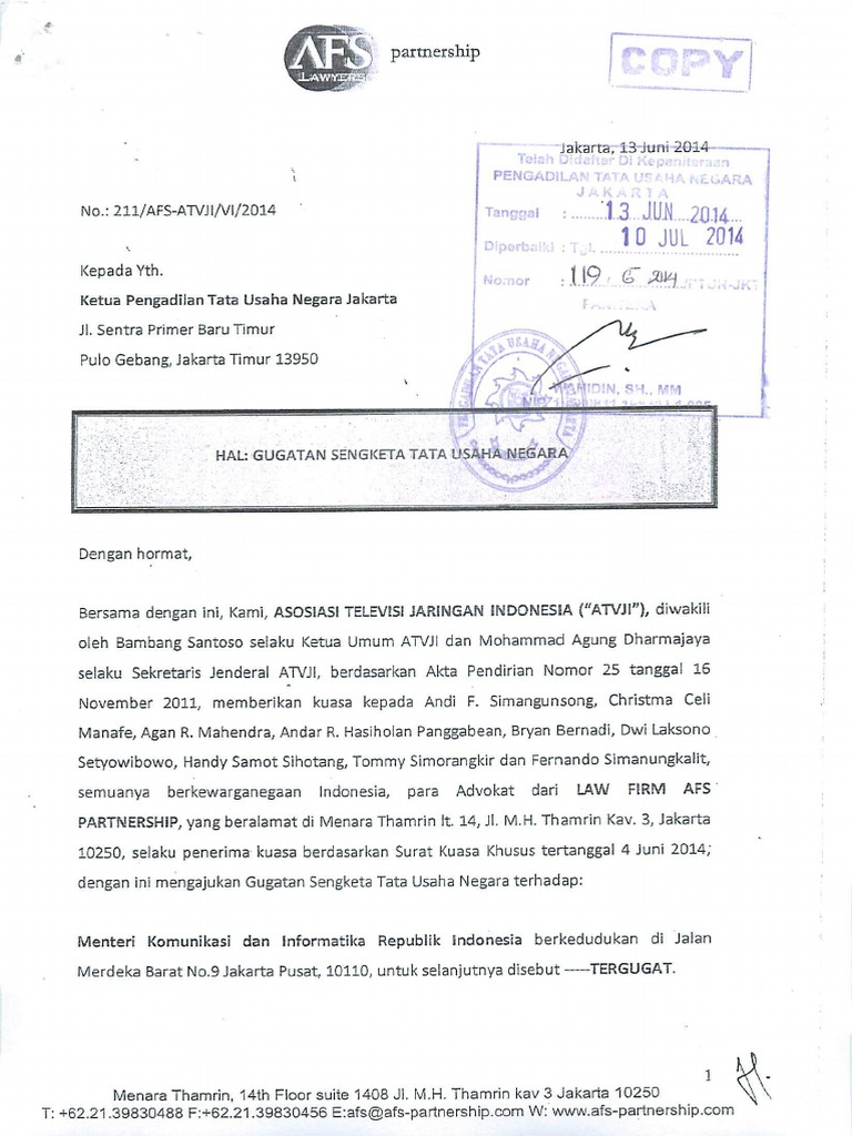 Contoh Gugatan PTUN | PDF