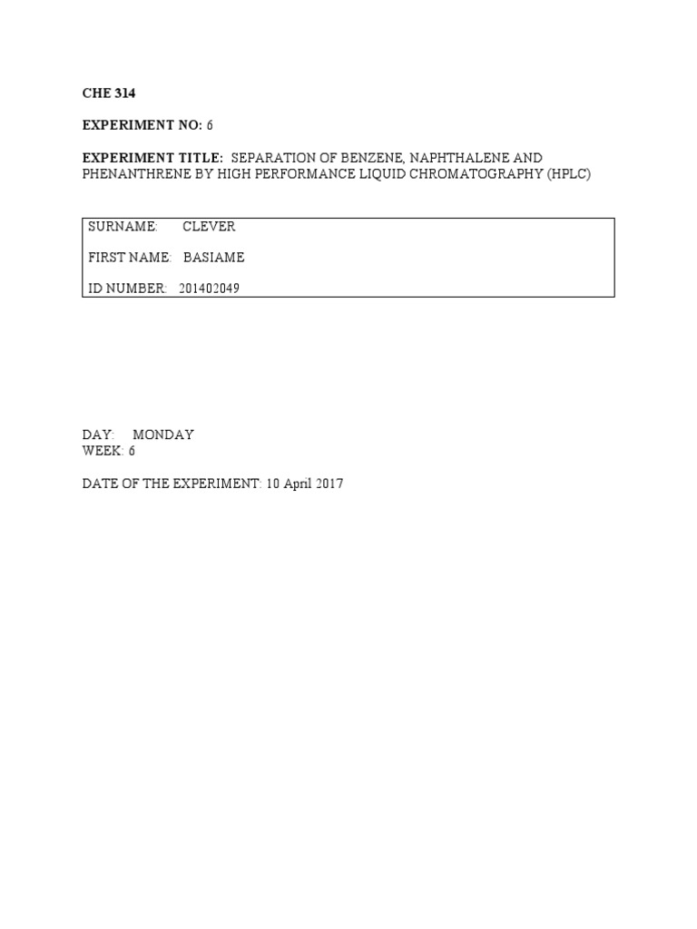 Che 314 6 Clever | PDF | High Performance Liquid Chromatography | Chromatography