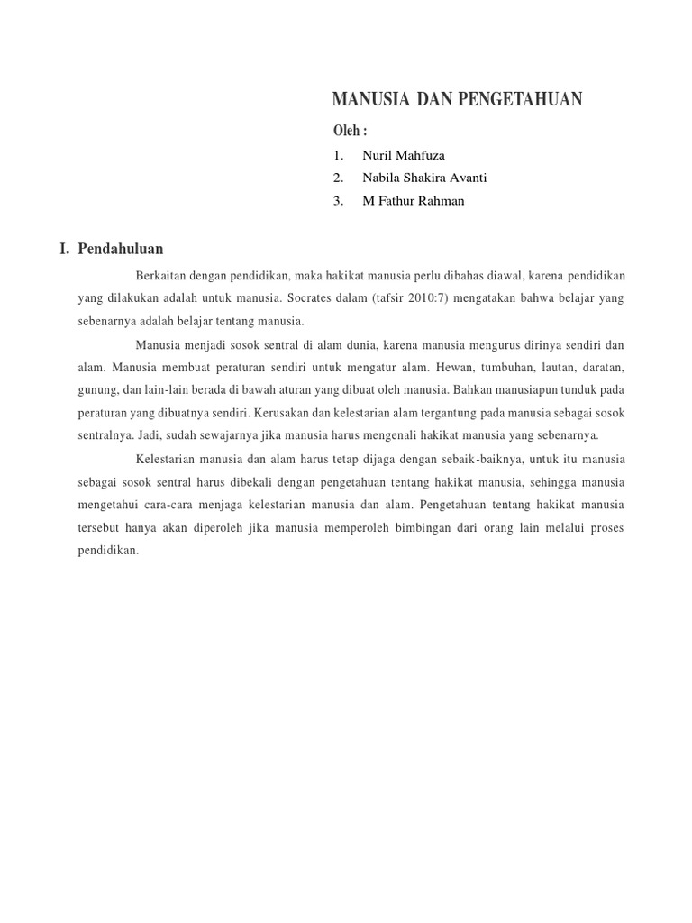 Manusia Dan Pengetahuan-1 | PDF