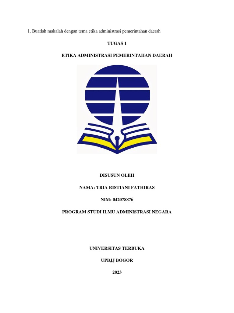 Tugas 1 ADPU4533 Etika Administrasi Pemerintahan Daerah | PDF