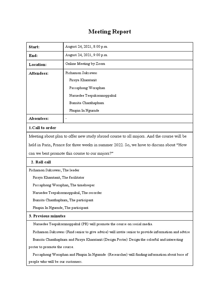 Meeting Report PDF | PDF