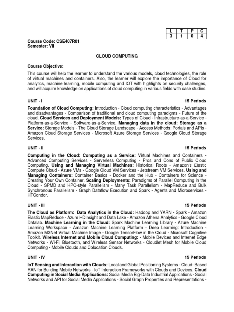Syllabus | PDF | Cloud Computing | Microsoft Azure