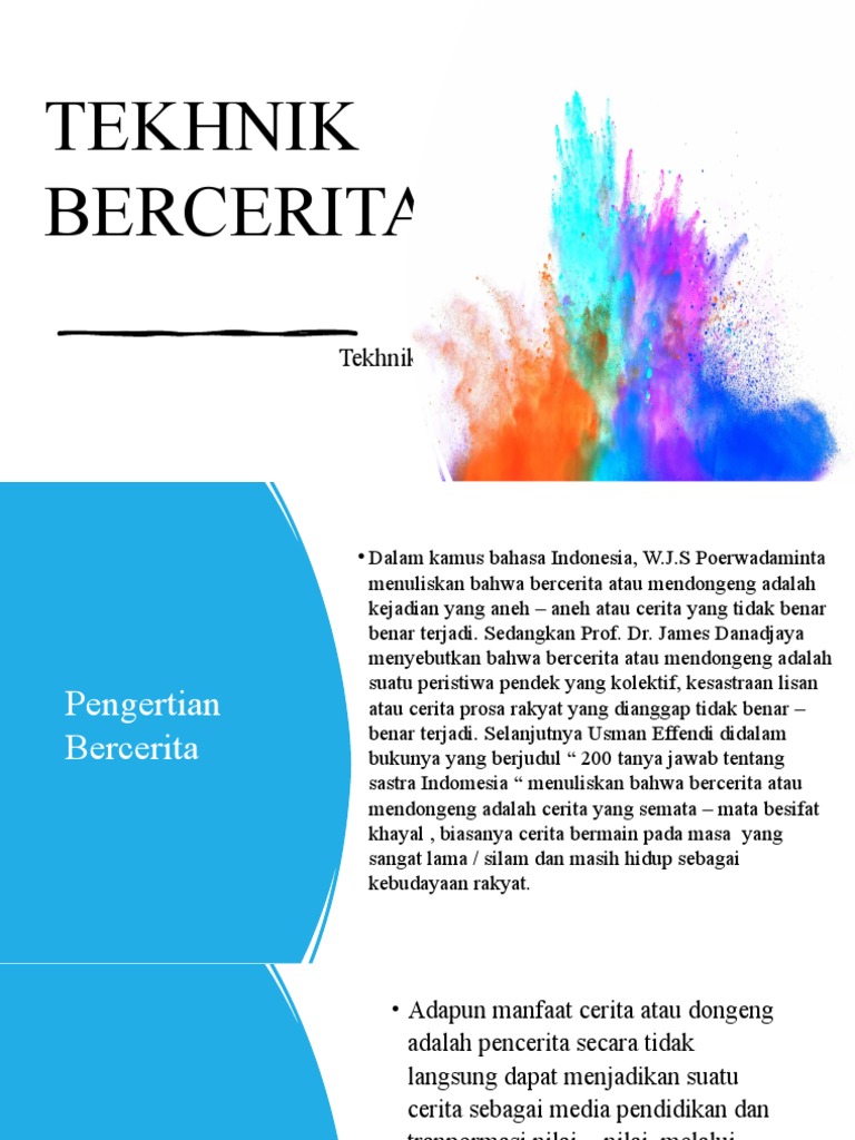 Presentasi Tekhnik Bercerita | PDF | Pengembangan Diri | Sains & Matematika