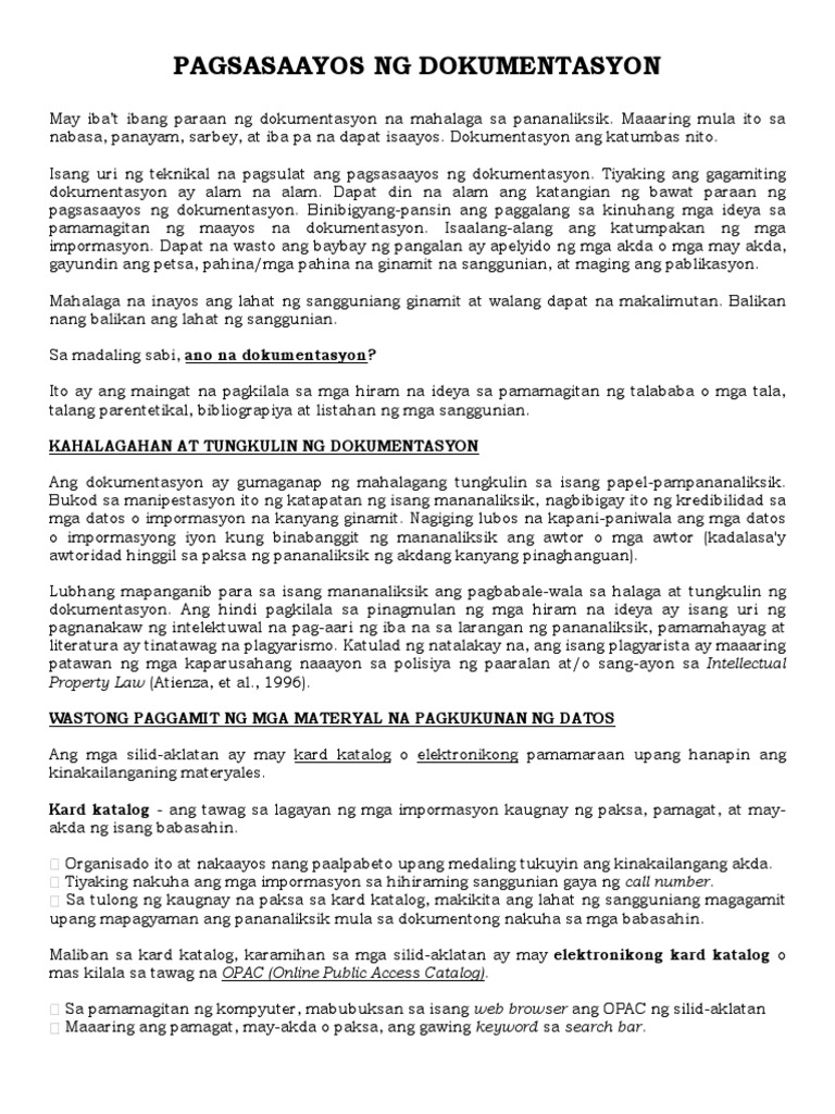 Pagsasaayos NG Dokumentasyon - Readings+ | PDF