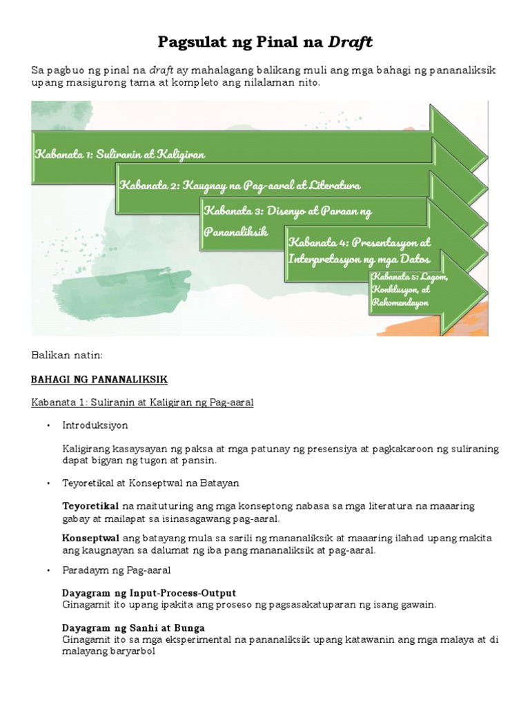 Pagsulat NG Pinal Na Draft - Readings PDF | PDF