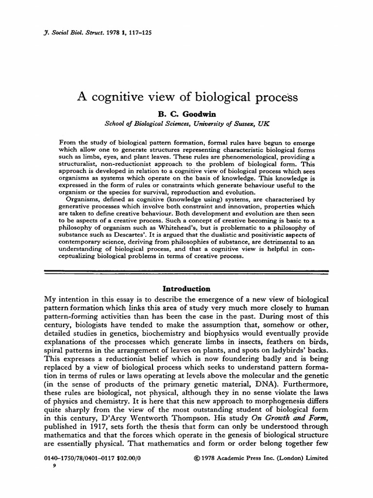 Cognitive Perspectives on Biological Form | PDF