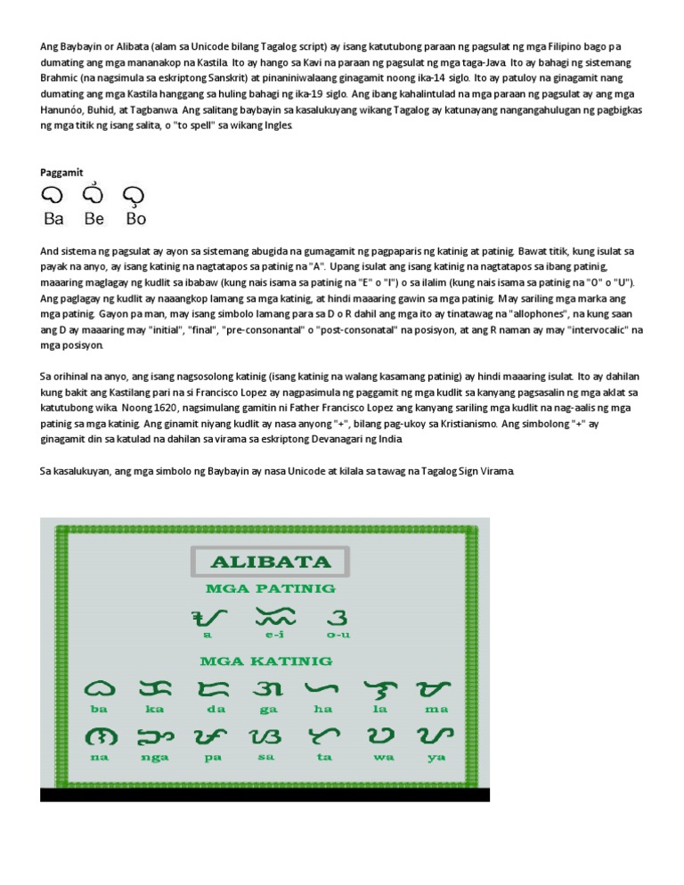 Ang Baybayin or Alibata | PDF