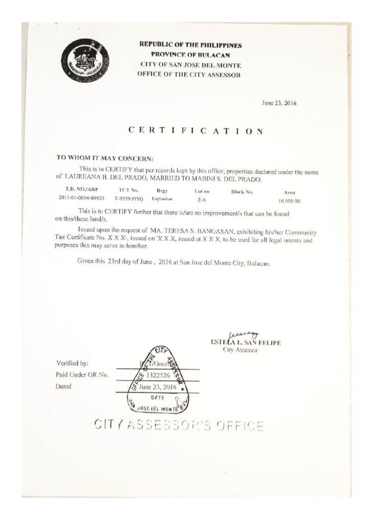 Certificate of No Improvement- TCT9559 | PDF