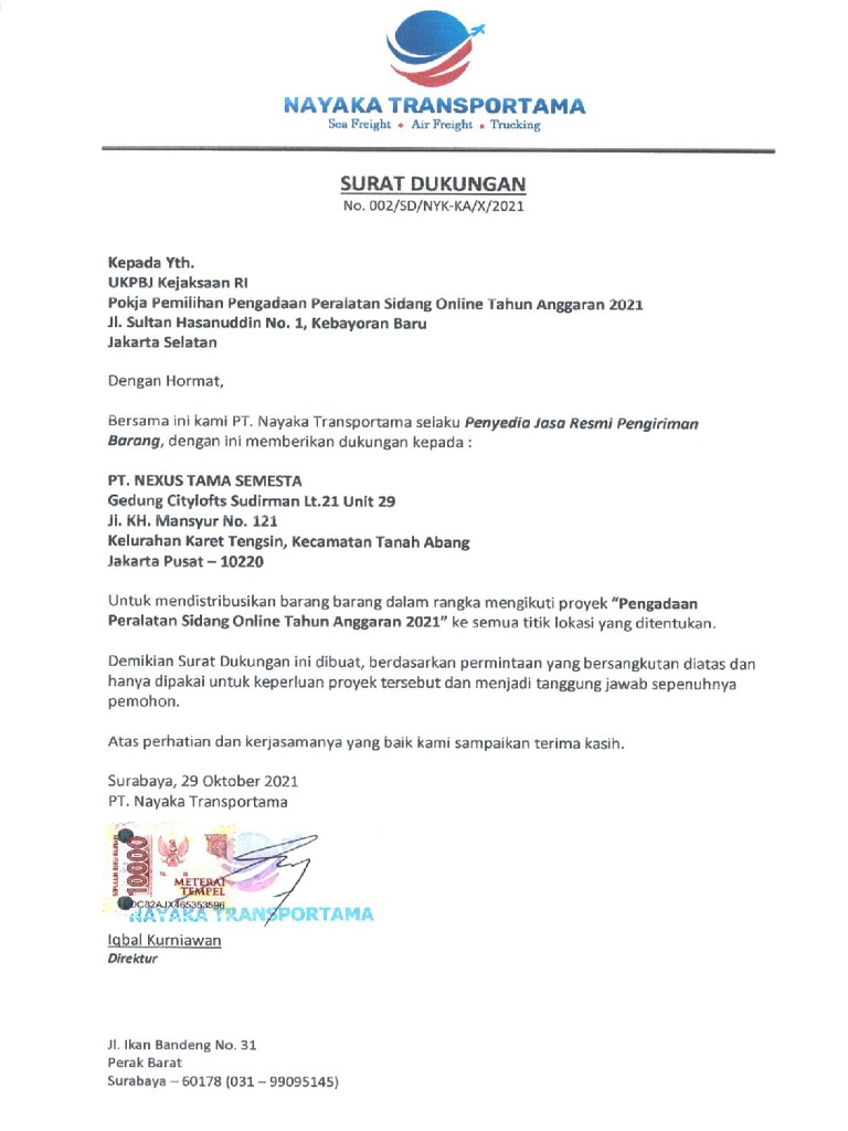 SurDuk Expedisi Atau Jasa Pengiriman Resmi | PDF