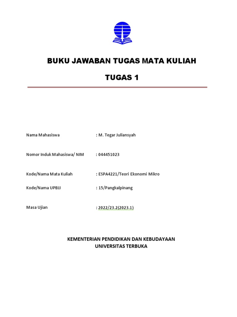 TMK 1 Teori Ekonomi Mikro M Tegar Juliansyah PDF | PDF
