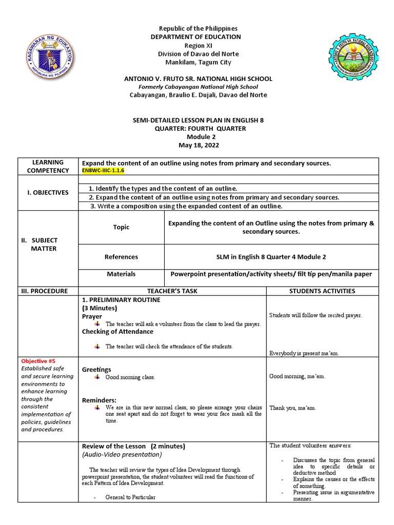 COT Expanding Content of An Outline | PDF