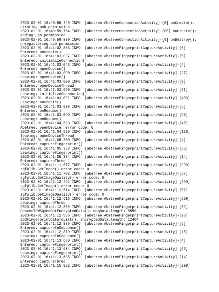 Abetree Fingerprint Capture Log | PDF