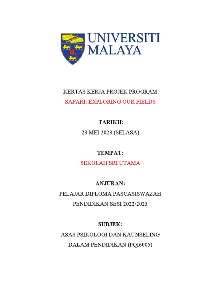 KERTAS KERJA PROJEK Safari Exploring Our Fields | PDF
