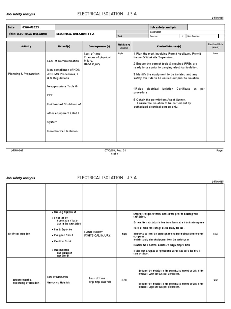 Electrical Isolation Safety Guide | PDF | Safety | Occupational Safety ...
