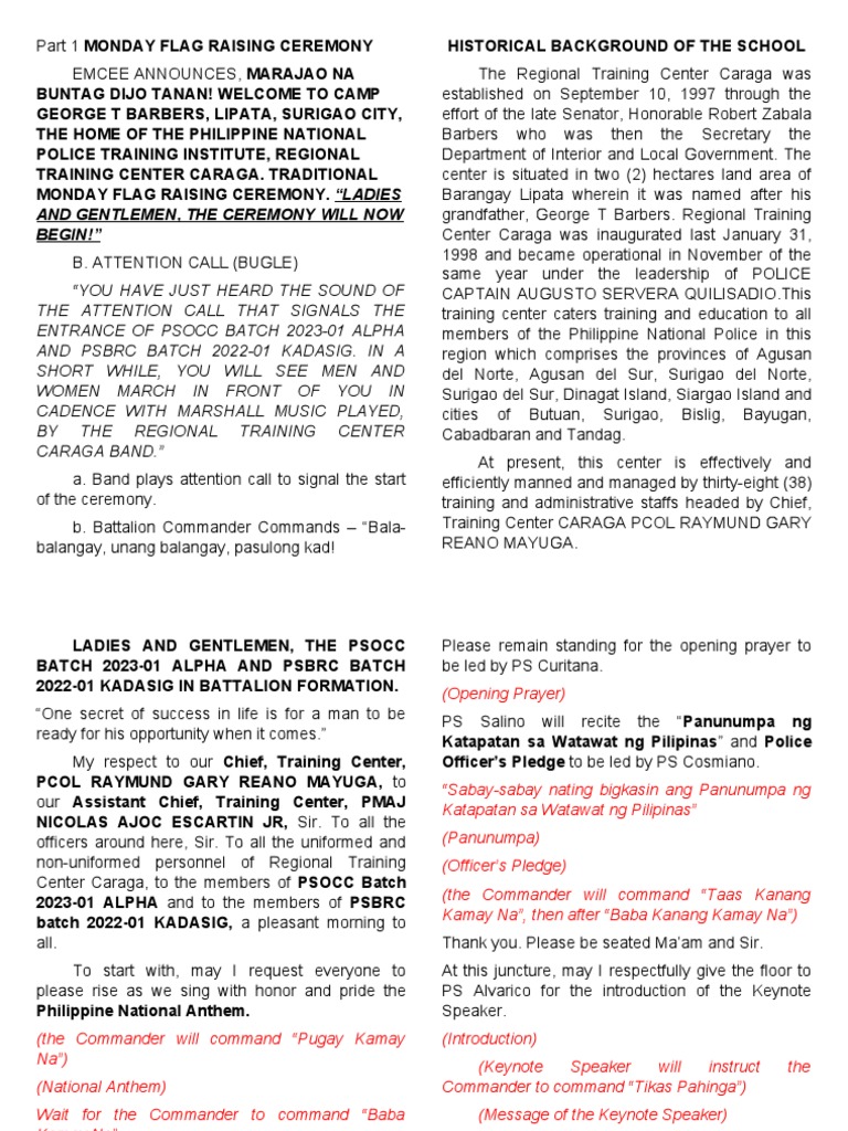 Script For Parading Program REVISED 2.docx For OCC | PDF