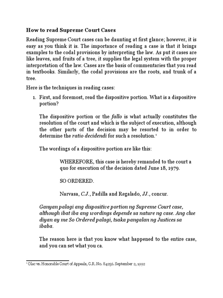 How to Analyze Supreme Court Cases | PDF