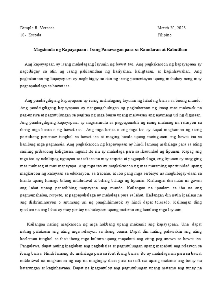 Sanaysay Filipino PDF | PDF