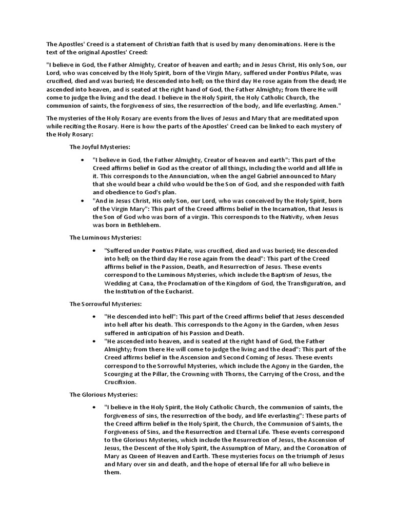 Apostles Creed Holy Rosary | PDF