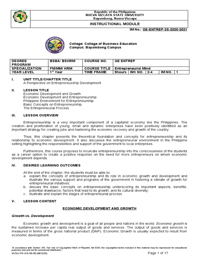 Ge Entrep - Chapter 1 | PDF | Entrepreneurship | Sustainability