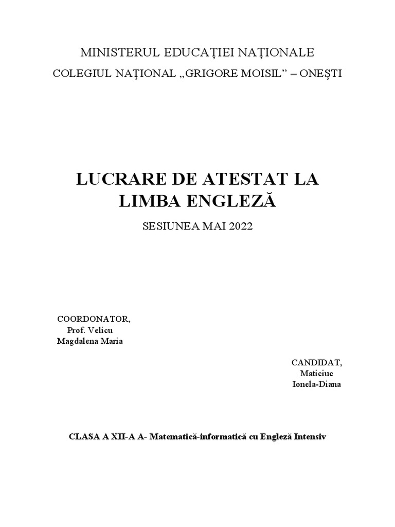 Atestat Engleza | PDF