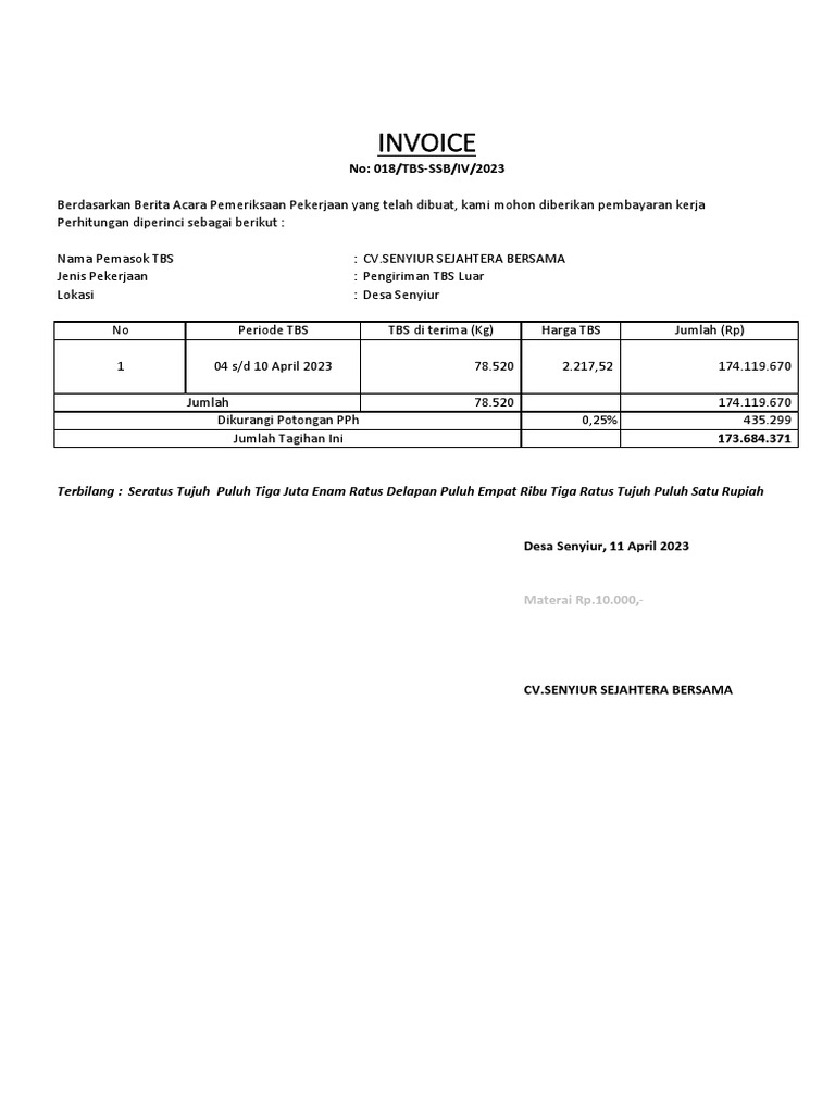 INVOICE TBS | PDF